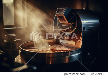 Coffee Bean Roaster Machine Inside the Coffee Shop - Stock Illustration ...