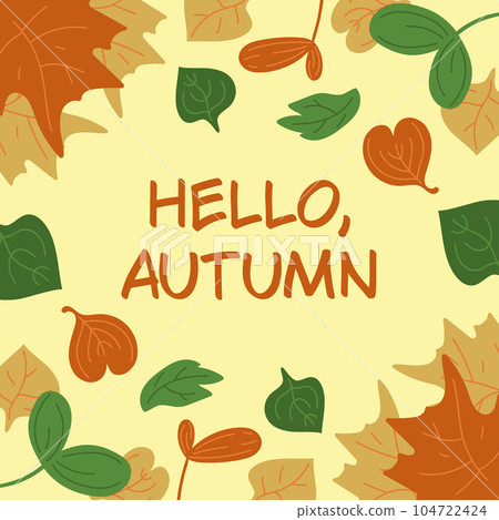 Autumn card. Square card with autumn leaves and... - Stock Illustration ...