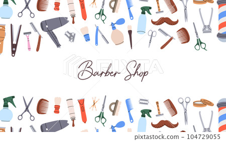 Barber shop horizontal background. Hairdressing... - Stock Illustration ...