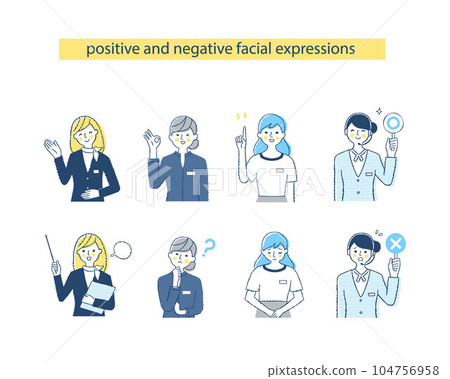 Facial expressions of four business... - Stock Illustration [104756958 ...
