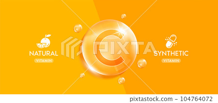 Synthetic and Natural vitamin C droplet. Banner...-插圖素材 [104764072 ...