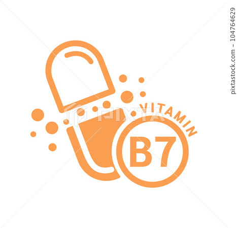 Vitamin B7 icon orange in capsule form simple...-插圖素材 [104764629] - PIXTA圖庫
