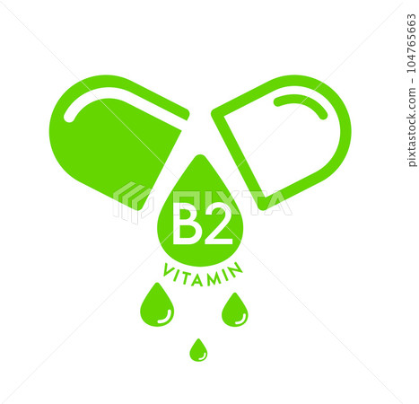 Vitamin B2 icon in capsule green form simple... - Stock Illustration ...