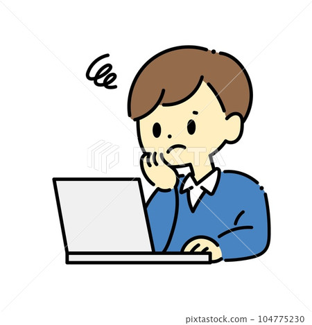A man in trouble in front of a computer - Stock Illustration [104775230 ...