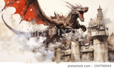 Generative AI, Inferno's Reign: Dragon's Fiery... - Stock Illustration ...