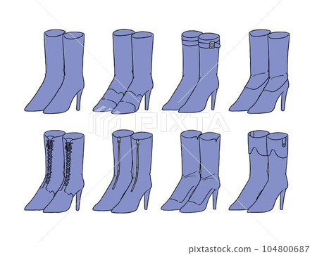 Blue boots illustration set - Stock Illustration [104800687] - PIXTA