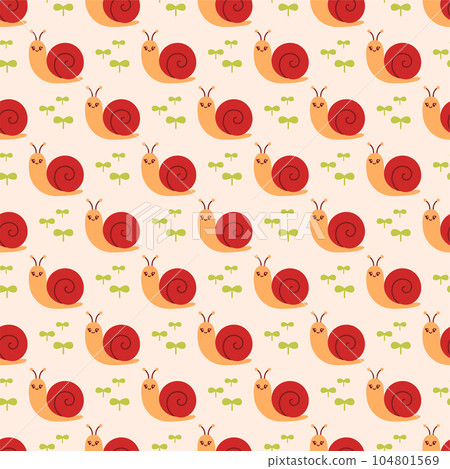 Cute snail seamless pattern vector illustration - Stock Illustration ...