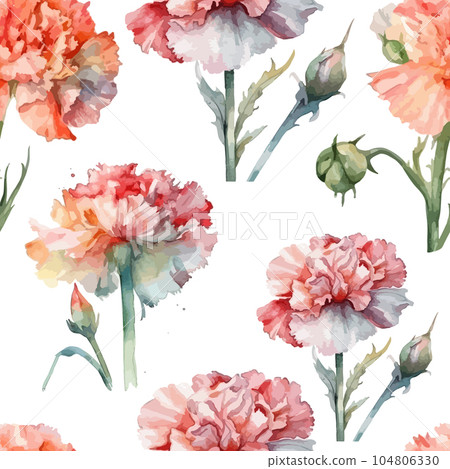 Seamless pattern with pink carnations.... - Stock Illustration ...
