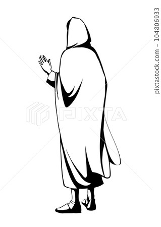 Vector drawing. The man in the coat. Back view - Stock Illustration ...