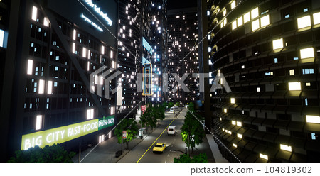 Urban business district with offices, modern... - Stock Illustration ...