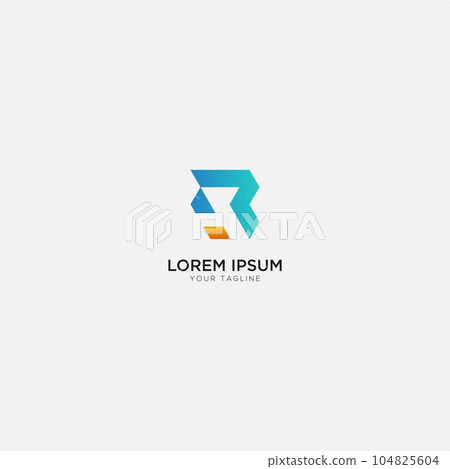 HR simple monogram logo type HR letter - Stock Illustration [104825604 ...