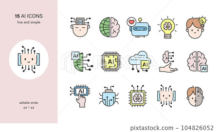 AI and Neural Networks Vector Icons Set -... - Stock Illustration ...