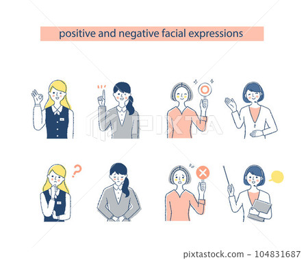 Facial expressions of four business... - Stock Illustration [104831687 ...