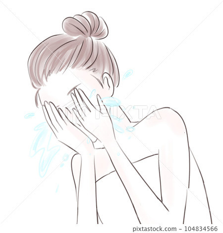 Illustration of a woman washing her face - Stock Illustration ...