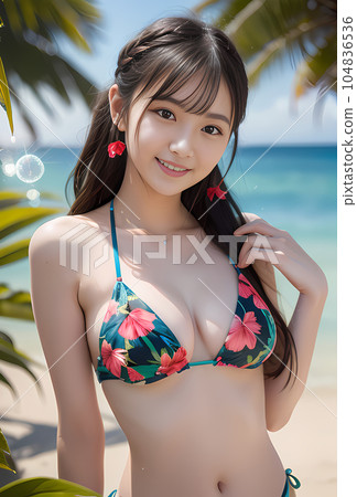 可愛的高中生比基尼泳裝 JK AI 生成圖像-插圖素材 [104836536] - PIXTA圖庫