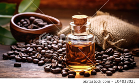A bottle of coffee essential oil, capturing the... - Stock Illustration ...