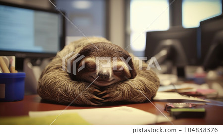 Tranquil sloth finding solace in an office... - Stock Illustration ...