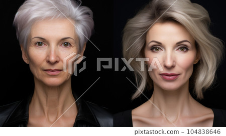 A woman undergoes a dramatic change in... - Stock Illustration ...