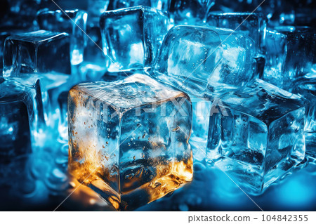 Neon ice cubes, blue abstract background... - Stock Illustration ...