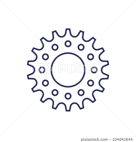 Bicycle gear or sprocket line icon on white - Stock Illustration ...