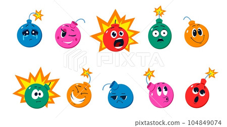 Cartoon funny bomb characters. Isolated vector... - Stock Illustration ...