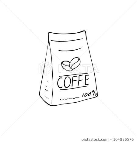 Hand-drawn coffee in a pack - Stock Illustration [104856576] - PIXTA