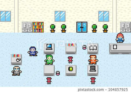 Modern RPG style pixel art office - Stock Illustration [104857925] - PIXTA