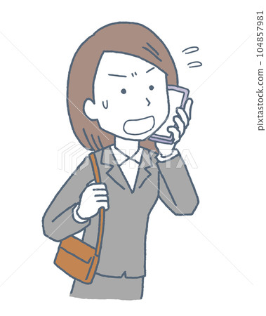 A woman who calls in a hurry - Stock Illustration [104857981] - PIXTA