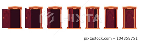 Cartoon open door motion, animation sprite... - Stock Illustration ...