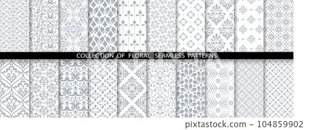Geometric floral set of seamless patterns....-插圖素材 [104859902] - PIXTA圖庫