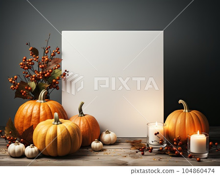 Festive autumn decor with blank white copy... - Stock Illustration ...