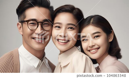 Asian father-child family, single father,... - Stock Illustration ...