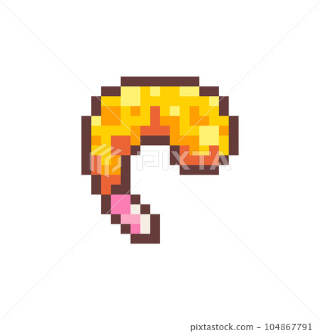 Pixel Art Fried Shrimp. Retro 8 bit Style Fast... - Stock Illustration ...