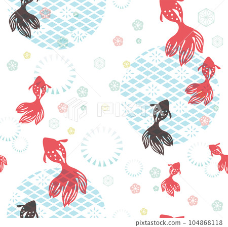 Japanese seamless pattern with red crap fish... - Stock Illustration ...