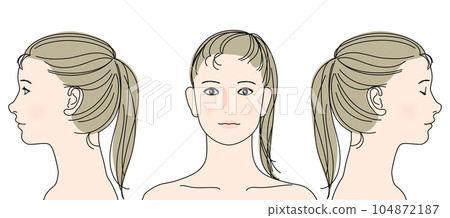 Illustration set of profile and front face-up... - Stock Illustration ...