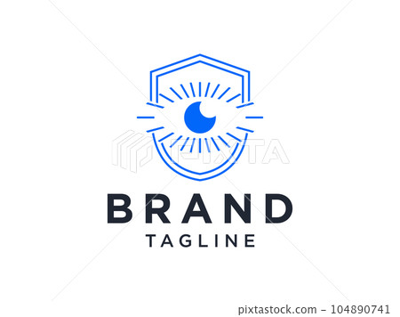 Abstract Security Logo. Blue Shield Icon Linear... - Stock Illustration ...