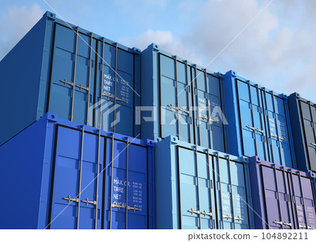 3d rendering of stacked color cargo containers - Stock Illustration ...
