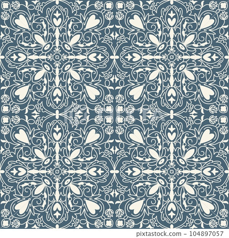 Two-color floral pattern. Design for...-插圖素材 [104897057] - PIXTA圖庫
