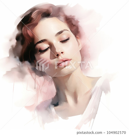 watercolor beautiful woman - Stock Illustration [104902570] - PIXTA