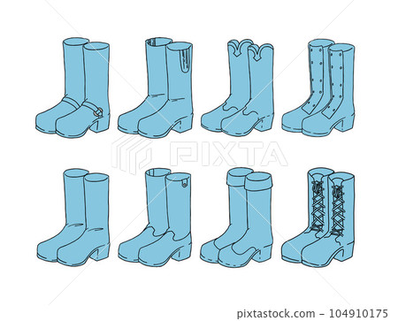 Illustration set of light blue boots - Stock Illustration [104910175 ...