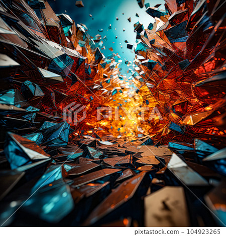 Abstract falling apart shattered black rock... - Stock Illustration ...