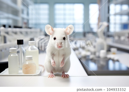 A small laboratory mouse looks into the camera...-插圖素材 [104933332 ...