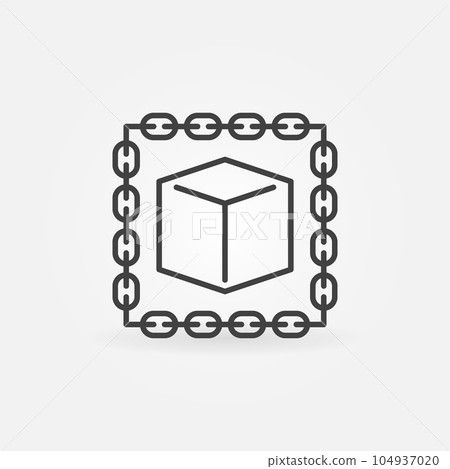 Blockchain with cube outline vector icon or...-插圖素材 [104937020] - PIXTA圖庫
