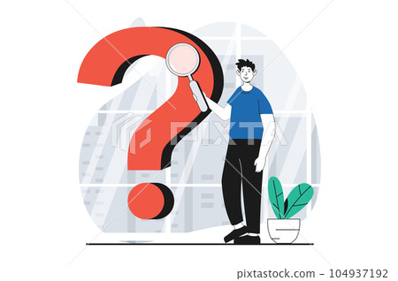 Finding solution concept with people scene in... - Stock Illustration ...