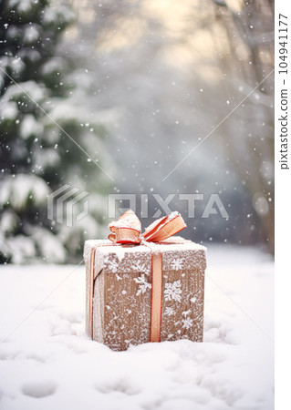 Christmas holiday gift and present, gift box in... - Stock Illustration ...