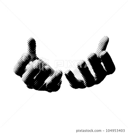 Two halftone hands. Vector illustration with... - Stock Illustration ...