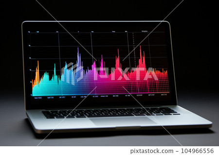 Computer monitor displaying graph: AI-generated... - Stock Illustration ...