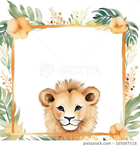 Watercolor childish frame with animals.... - Stock Illustration ...