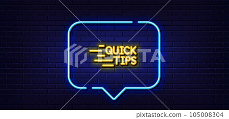 Neon light speech bubble. Quick tips line icon....-插圖素材 [105008304 ...