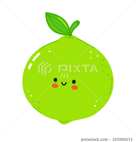 Cute funny lime character. Vector hand drawn... - Stock Illustration ...